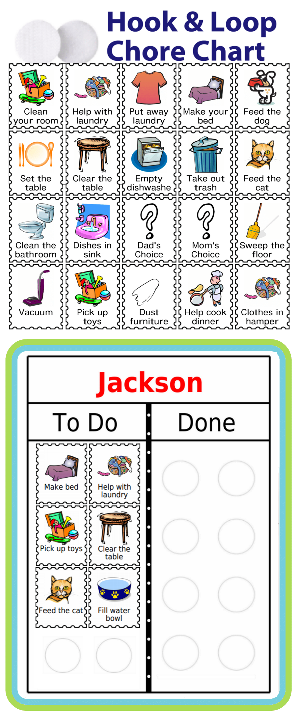 20 Printed Picture Clips for Kids