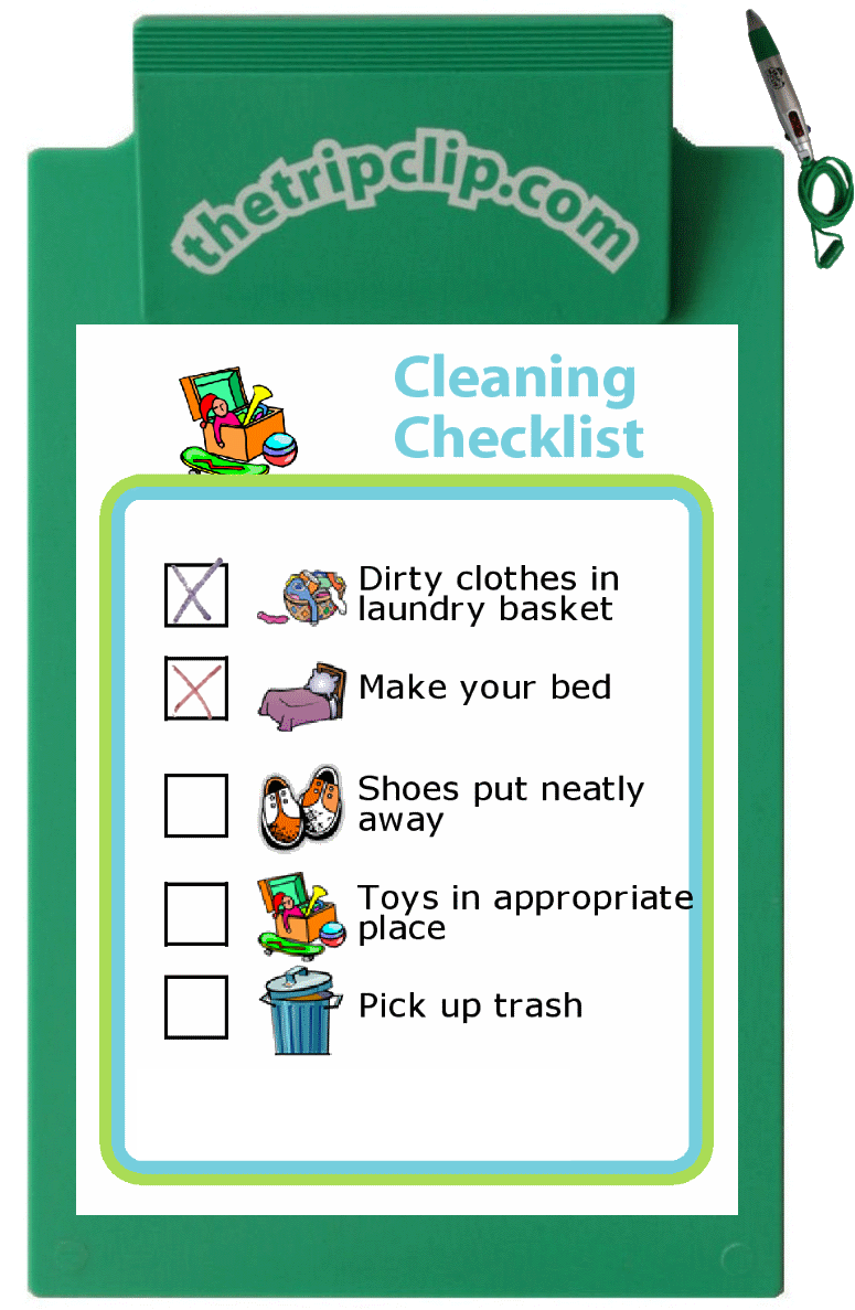 Cleaning Checklists, Kid-sized Clipboard & 4-Color Pen