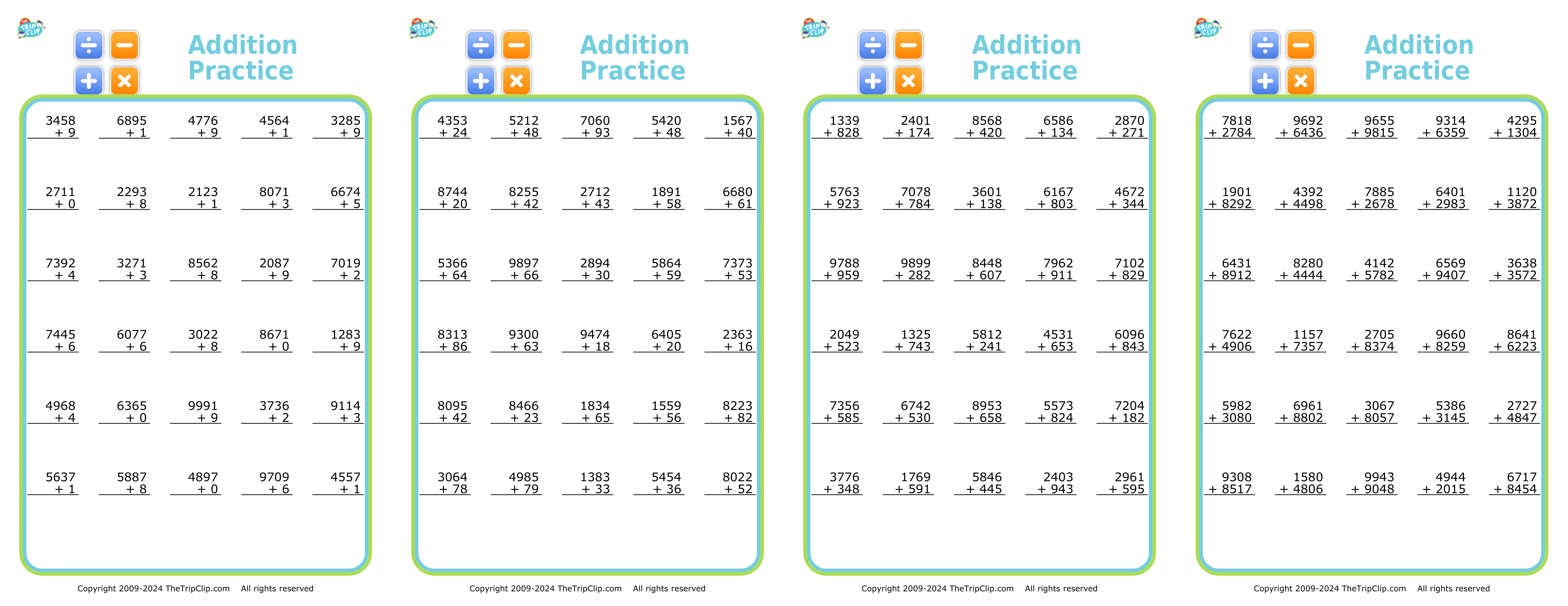 Math: 4-Digit Addition (PDF)