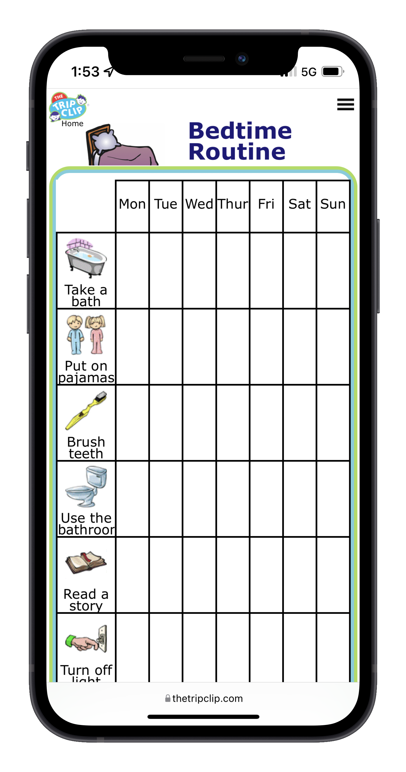 Editable Bedtime Routine Checklists with Pictures: Mobile & Printed
