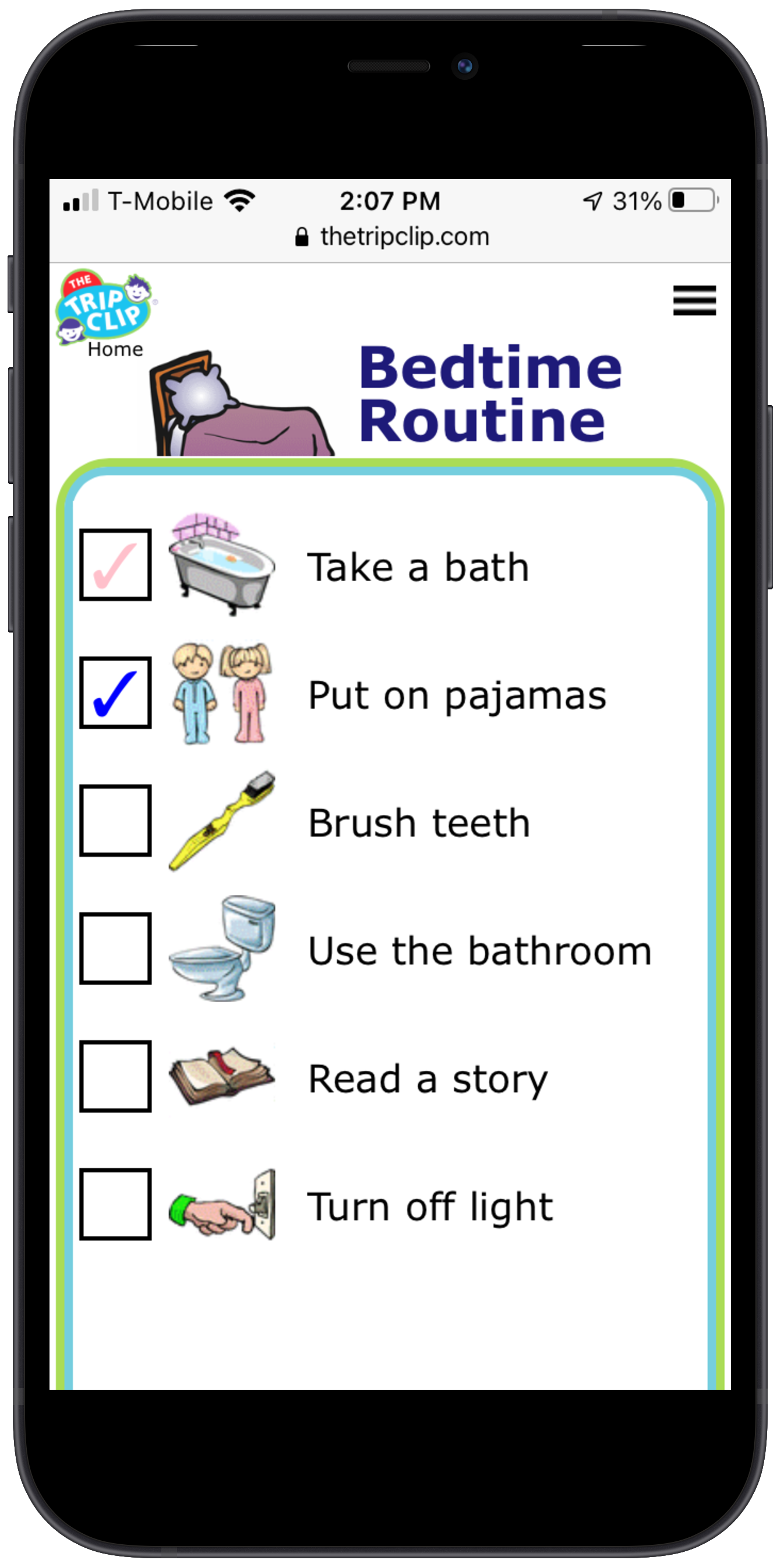Editable Bedtime Routine Checklists with Pictures: Mobile & Printed