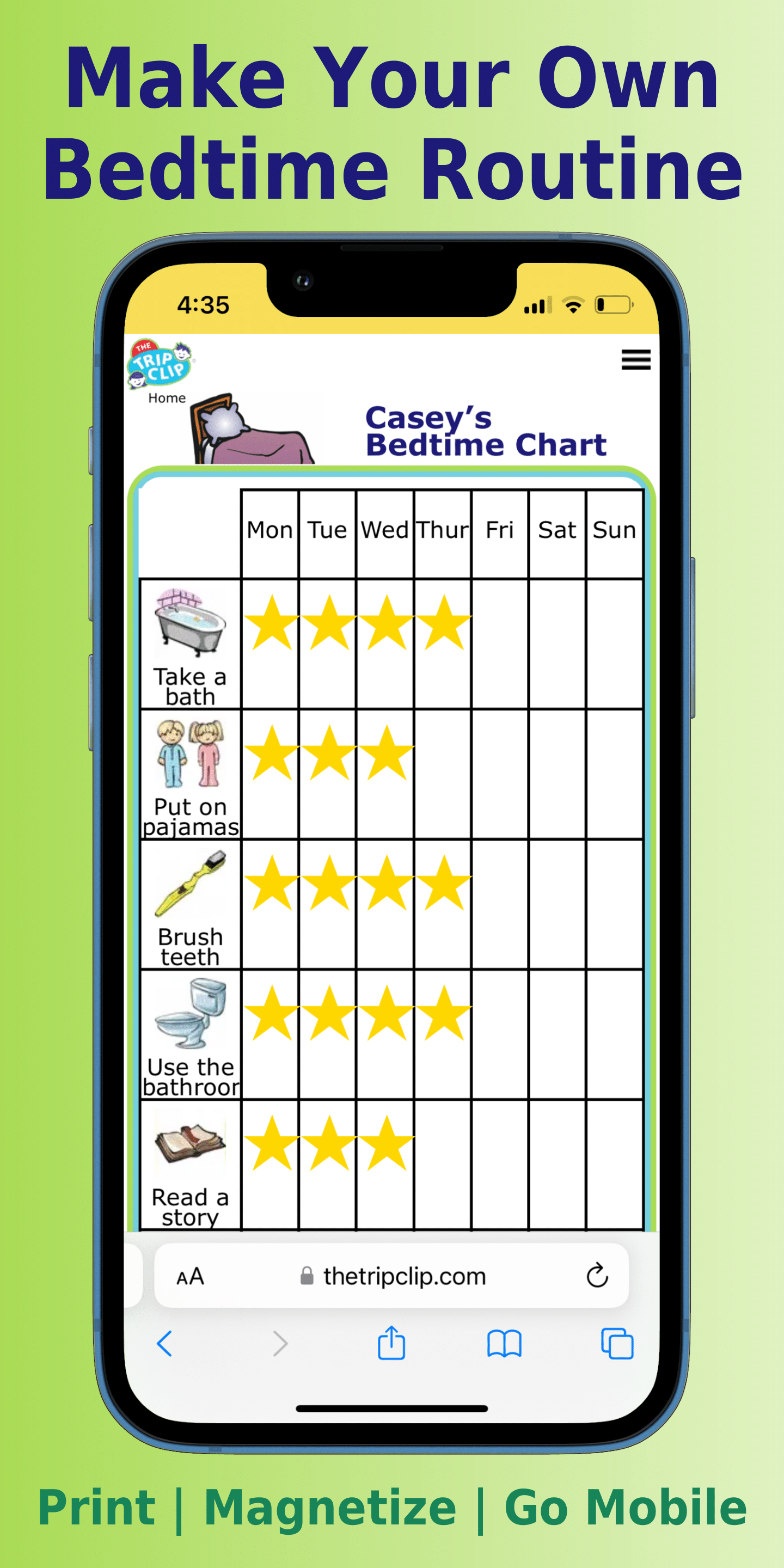 Editable Bedtime Routine Checklists with Pictures: Mobile & Printed