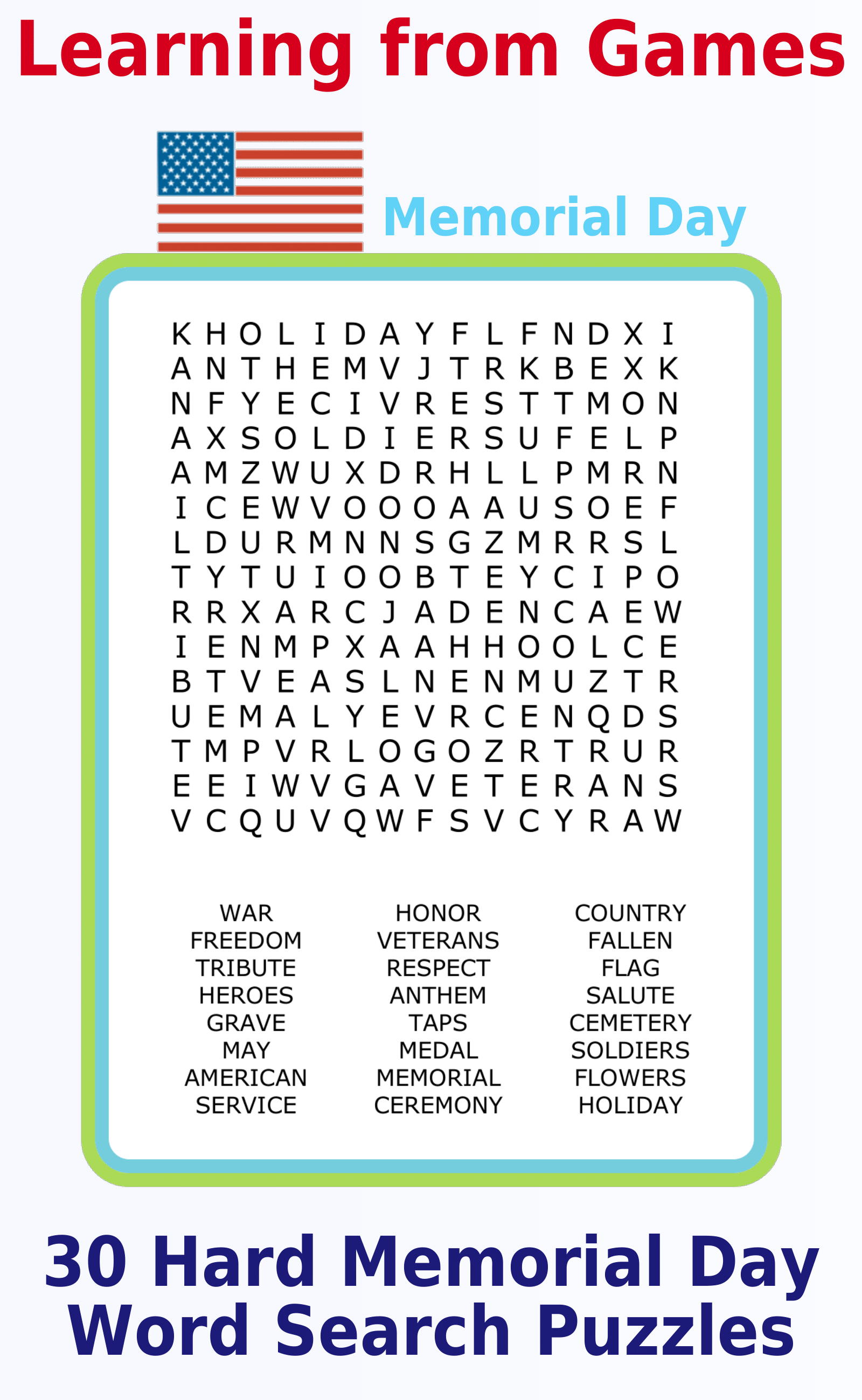Memorial Day Word Search (PDF)