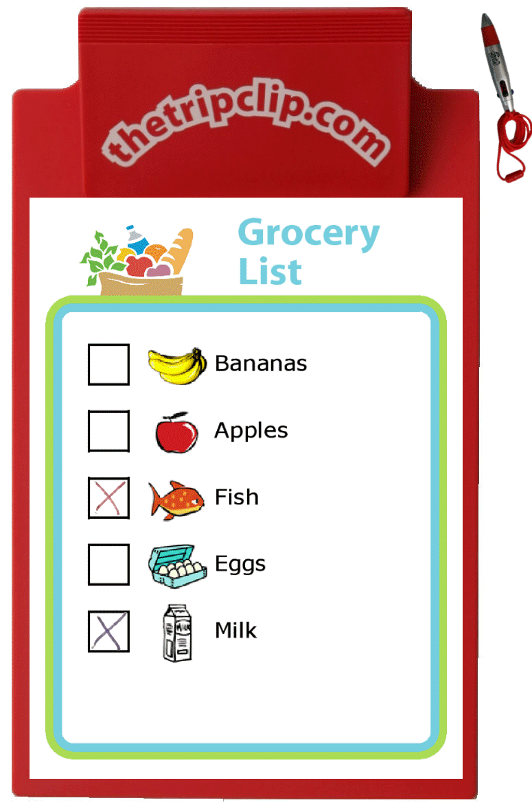 Editable Picture Grocery List w/ Kid Clipboard & 4-Color Pen